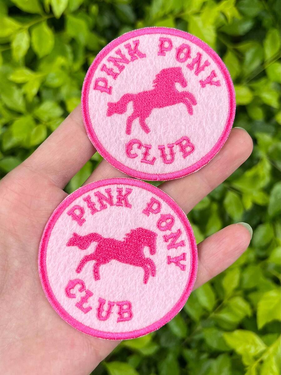 2pcs Pink Pony Club Embroidered Iron On Patch - Cute DIY Applique Patch ...