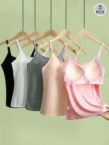 5-Piece Set With Seamless Back And Integrated Cup, Tank Top, Thin ...