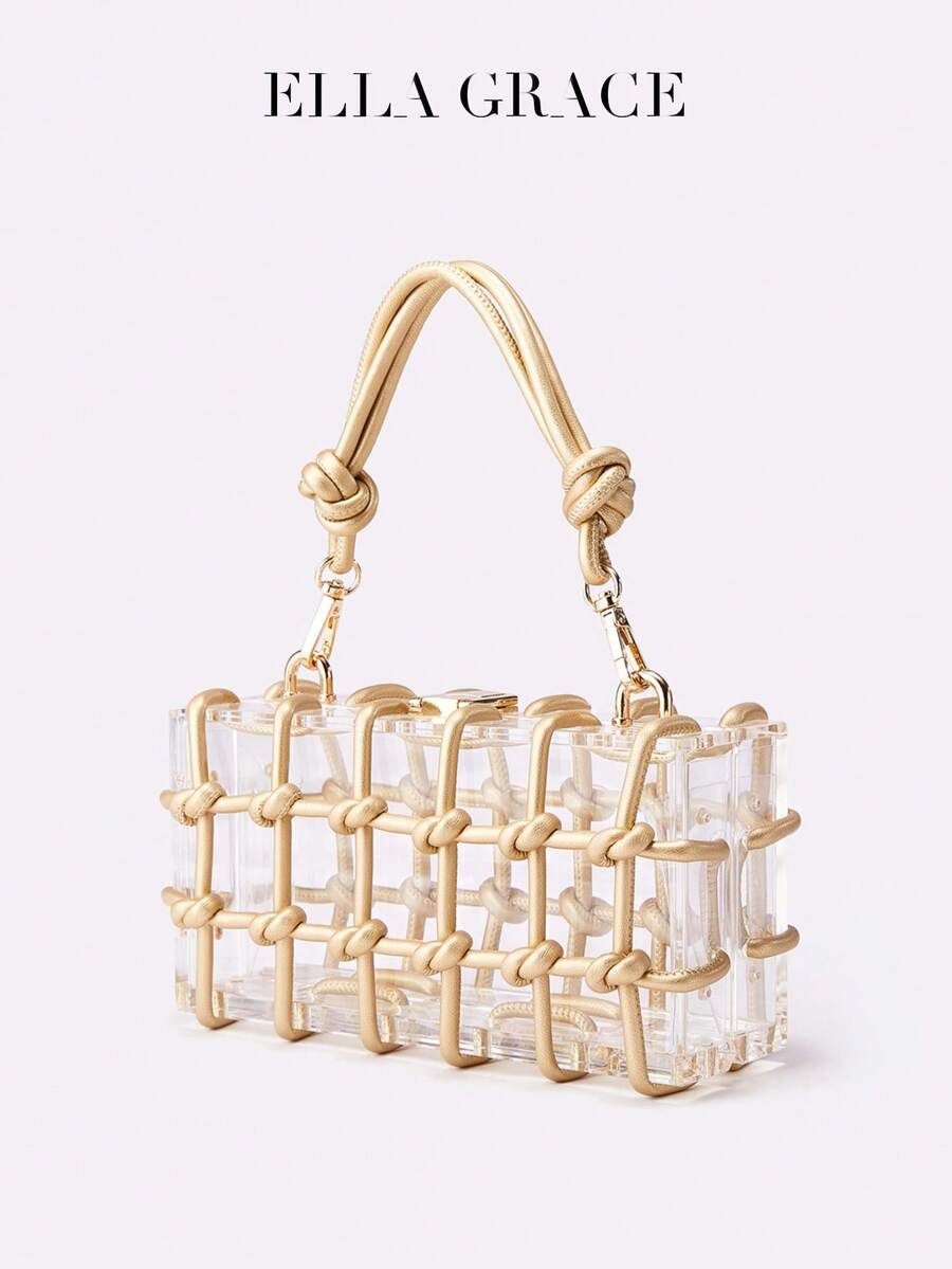 Transparent Rectangular Bag Covered With A Unique Grid Pattern Formed ...