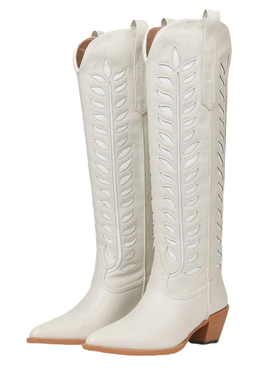 Botas vaqueras bordadas de de moda para mujer, botas vaqueras de tacón ...