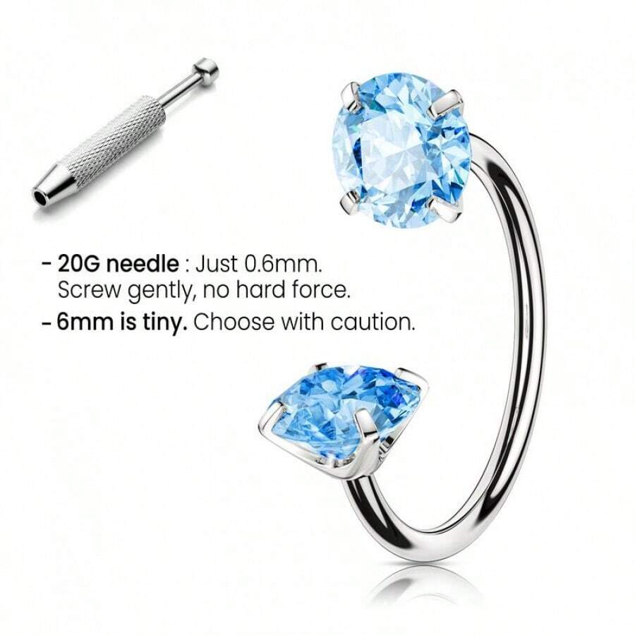 KUTLAN 20G(0.8mm) Titanium Horseshoe Ring(Free Ball Holder) Internally ...