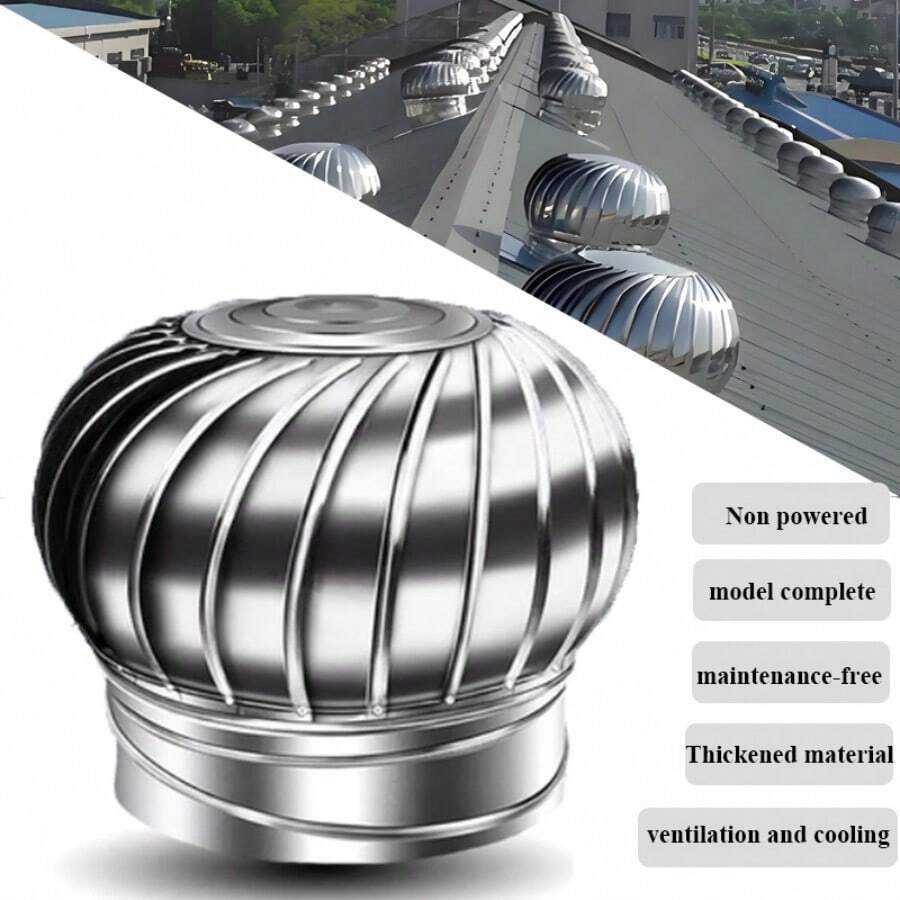 304 Stainless Steel Roof Ventilator Wind-Driven Vent Cap Exhaust Fan ...
