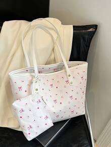 2pcs/Set New Large Capacity All-Over Print Design Bow & Floral Pattern ...