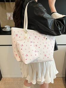 2pcs/Set New Large Capacity All-Over Print Design Bow & Floral Pattern ...