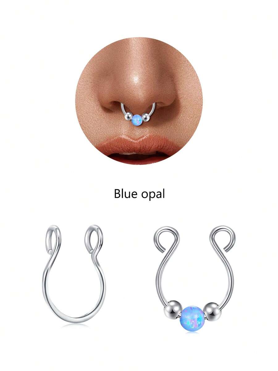 AVYRING 2 Pezzi Finti Cerchi Per Naso In Opal, Gioielli Finti Per Piercing Al Setto Nasale, 20G ...
