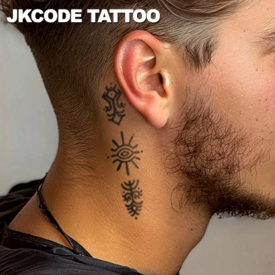 JKCODE TATTOO وشم أشباح غربان الفايكنج شبه دائم، للأيدي، رموز غامضة وشم ...