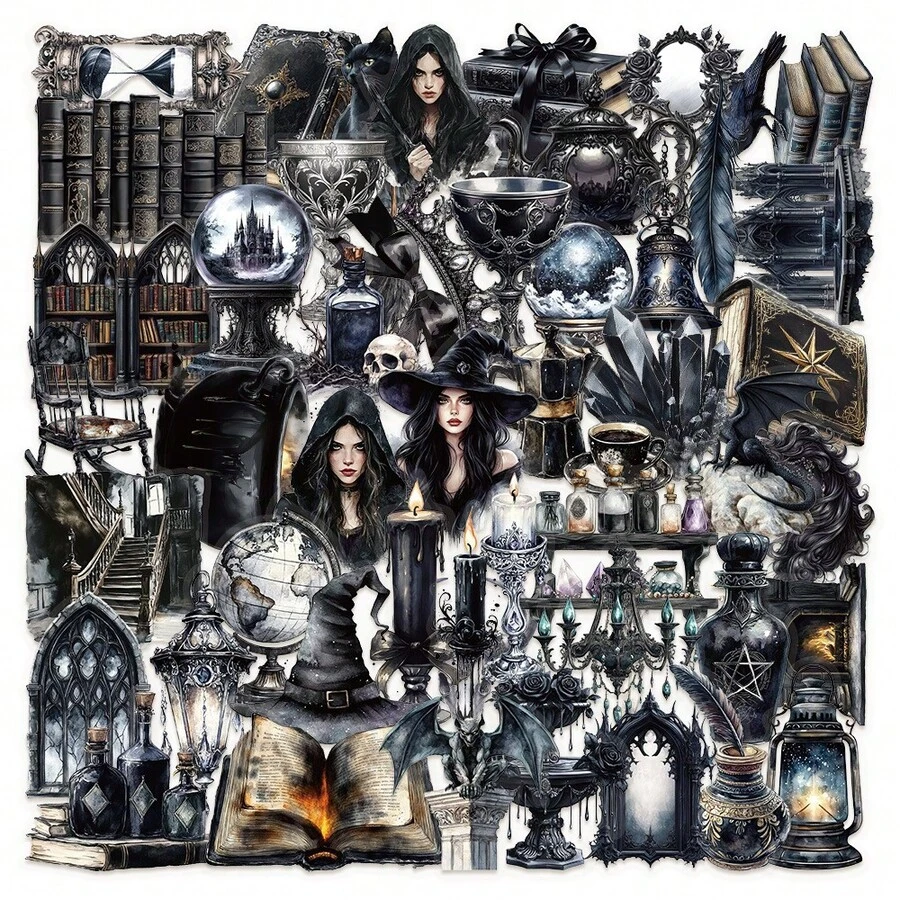 50Pcs Transparent Stickers Fantasy Stickers Medieval Stickers Witchy ...