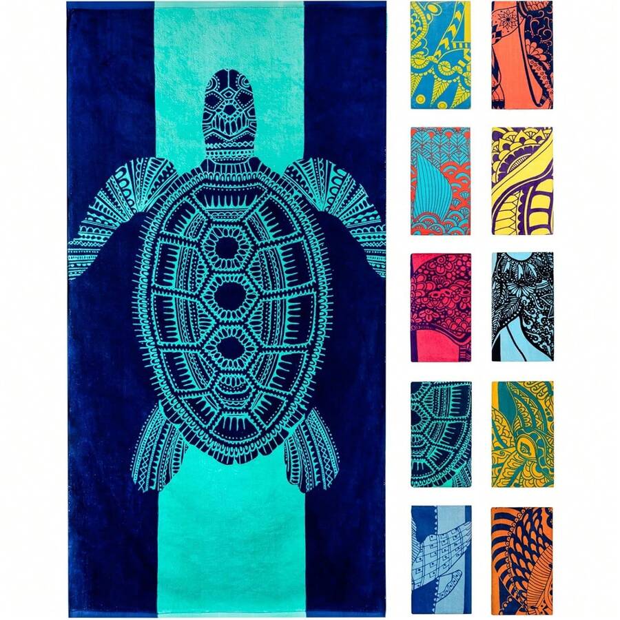 1 PC Blue Turtle Beach Towel – Tropical Blue Colors With A Unique ...