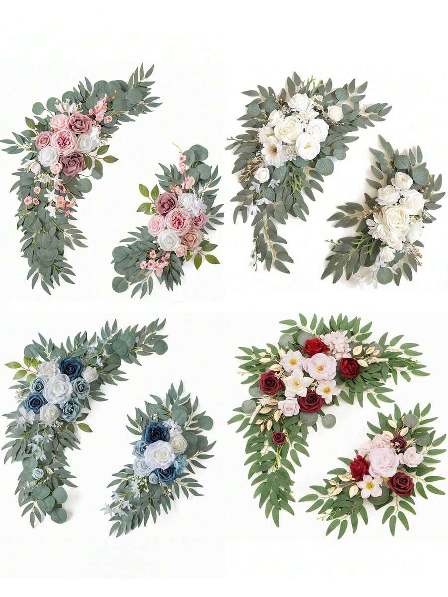 2pcs - Wedding Arch Flowers,Artificial Gray Roses Wedding Flowers ...