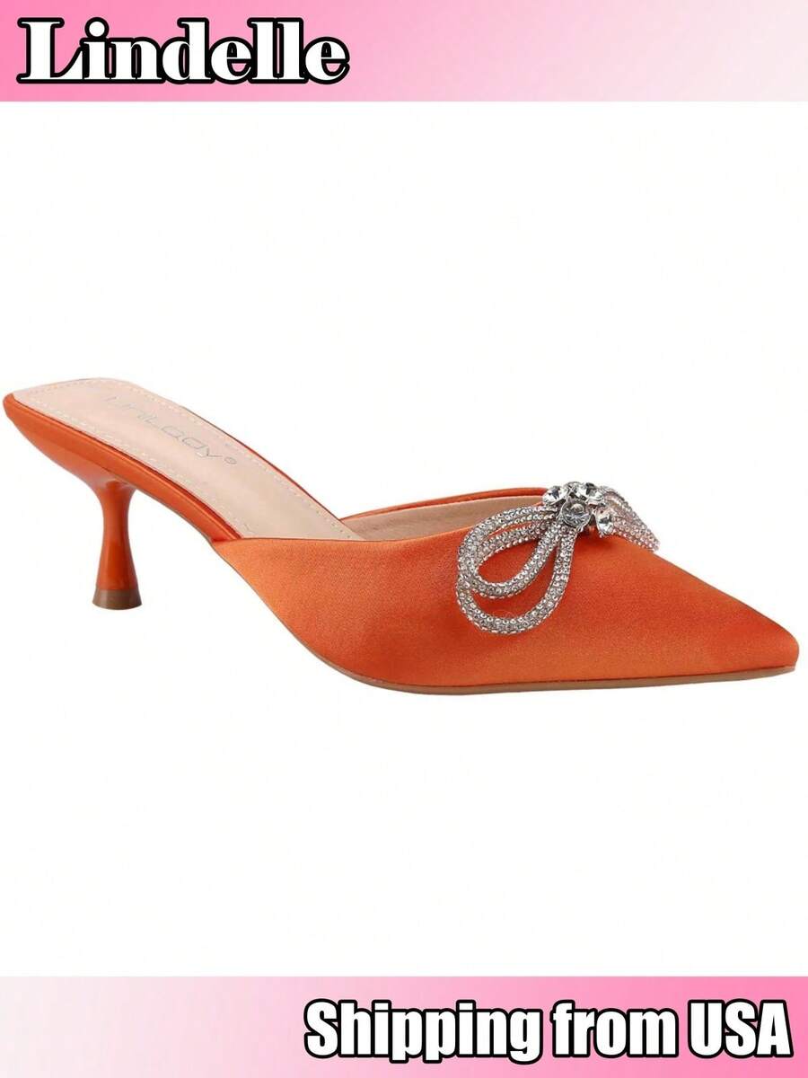 LINDELLE Women's Crystal Rhinestone Embellished Pointed Toe High Heels ...