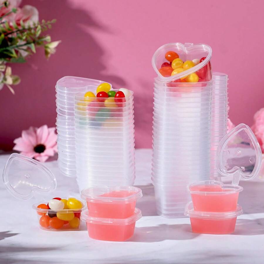 2 oz Tasses à shot en forme de cœur en gelée avec couvercles ...