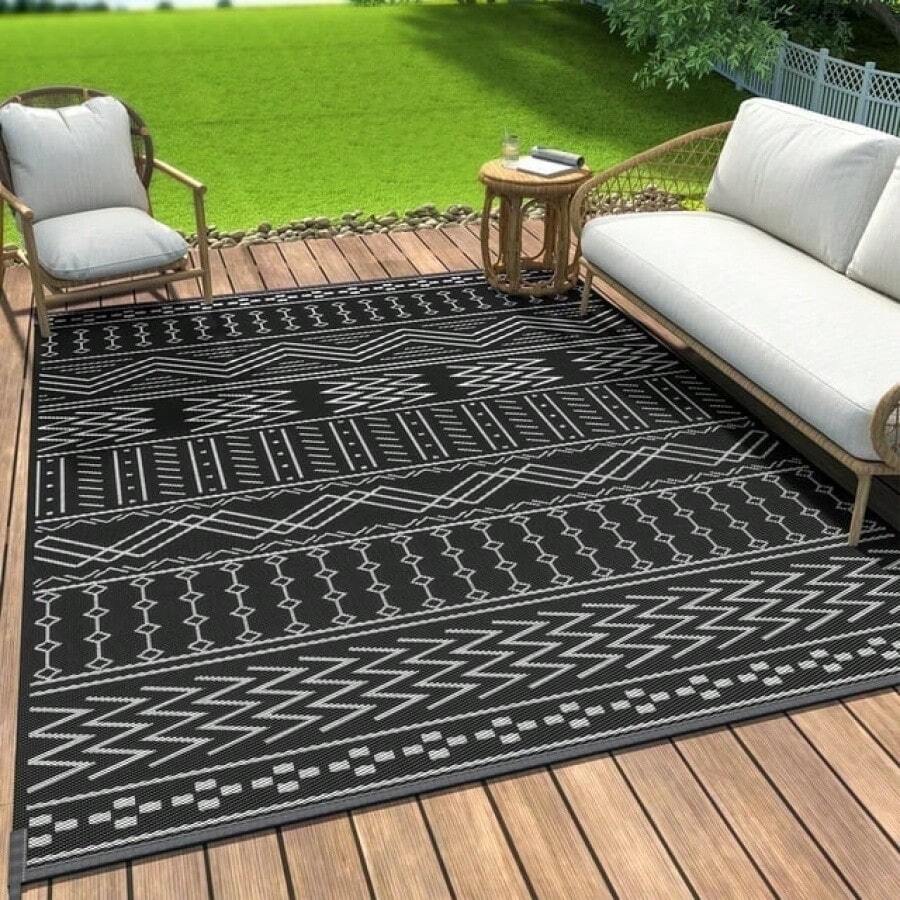 Outdoor Rug 5 'x 8' Waterproof Patio Rug Reversible Indoor Outdoor Rug ...