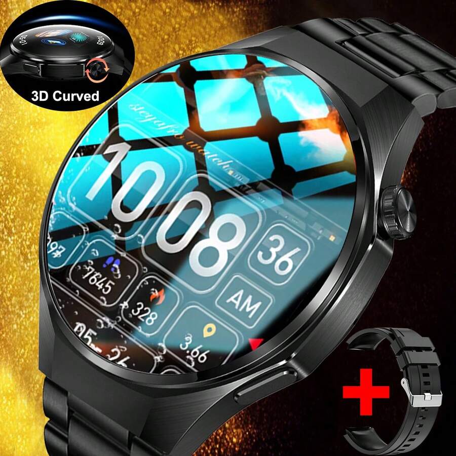 3D gebogen scherm smartwatch voor mannen, 1,46-inch rond display, 3D ...