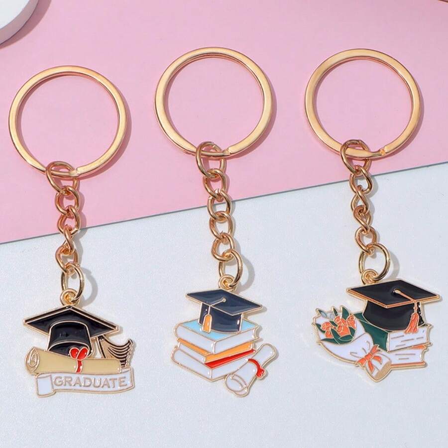 Graduation Cap & Book Pendant Keychain, Academic Achievement Award ...