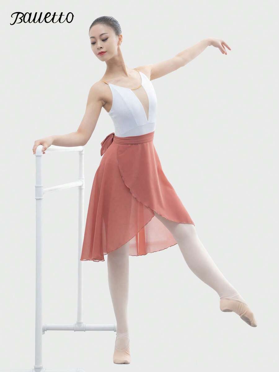 balletto Knee-Length Chiffon Ballet Skirt For Women, One-Piece Tie-Up ...