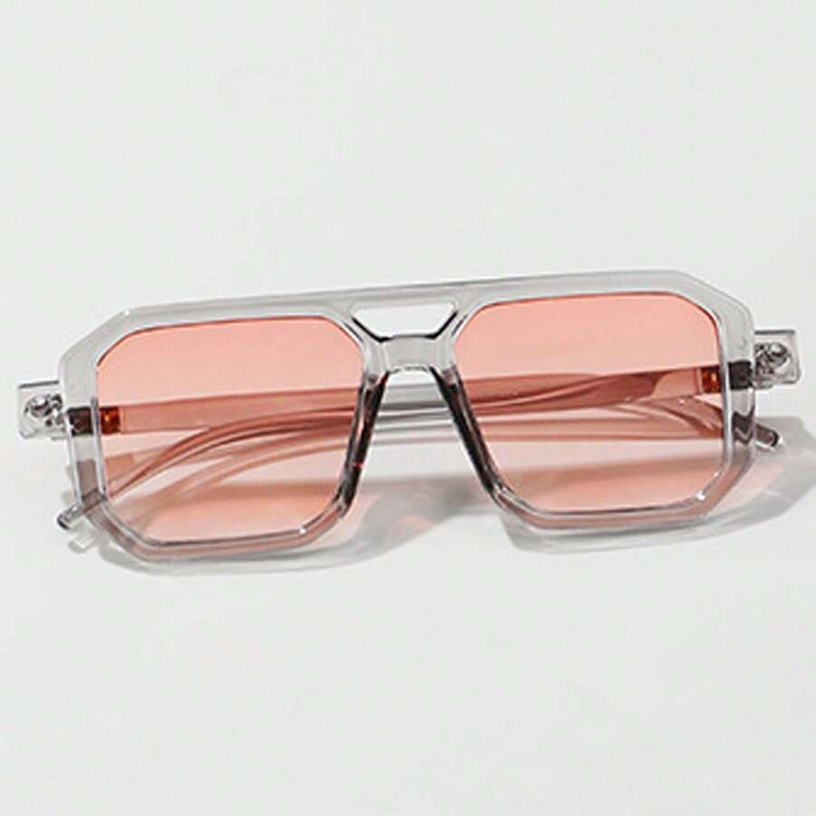 1pc Women's Fashionable Double Bar Frame Glasses, Suitable For Daily ...