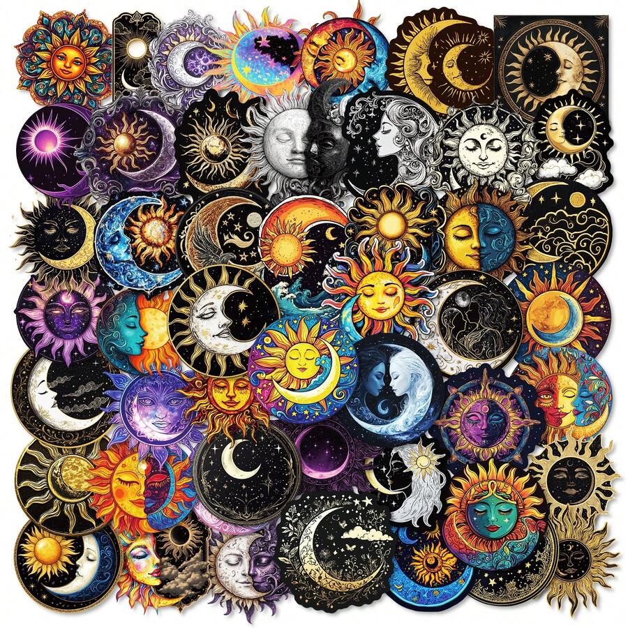 50Pcs Celestial Stickers Moon Stickers Astronomy Stickers Sun And Moon ...