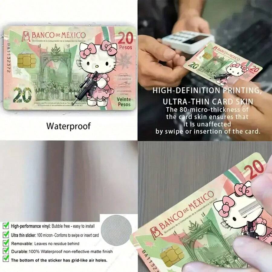 Sanrio 1/4pcs Sanrio Cartoon Hello Kitty Credit Card Stickers, Self ...