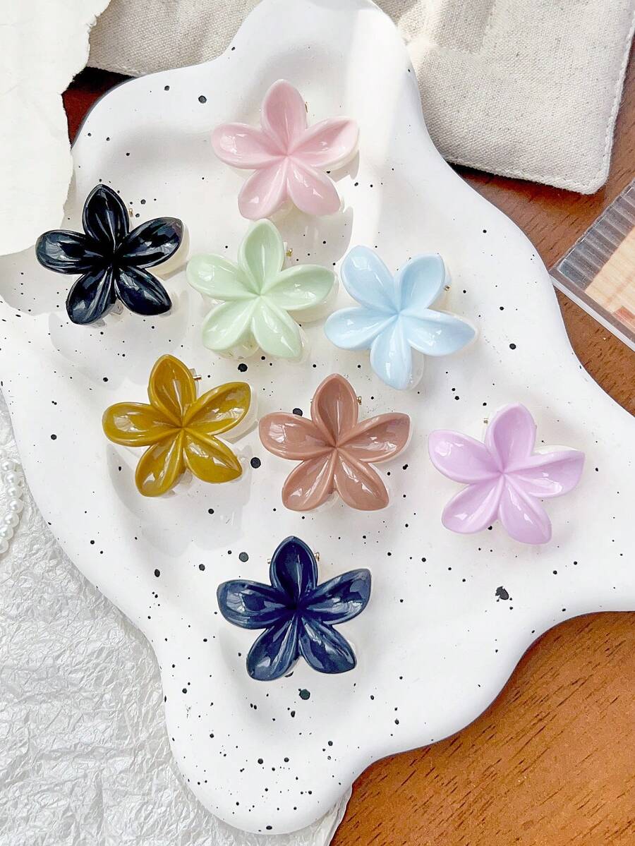 8pcs/Set Spring & Summer 2-Sided Candy Colors Cute Small Daisy Flower Hair Clips, Bangs Claws ...
