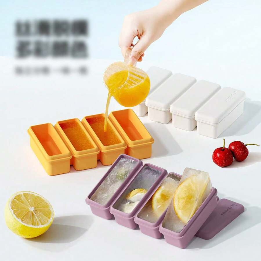New Silicone Rectangular Ice Cube Tray, Home Rapid Freezing Easy ...