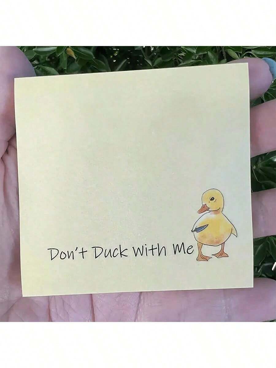 50 Sheets Quacky Cartoon Duck Notepad - Square Shaped Paper Sticky ...