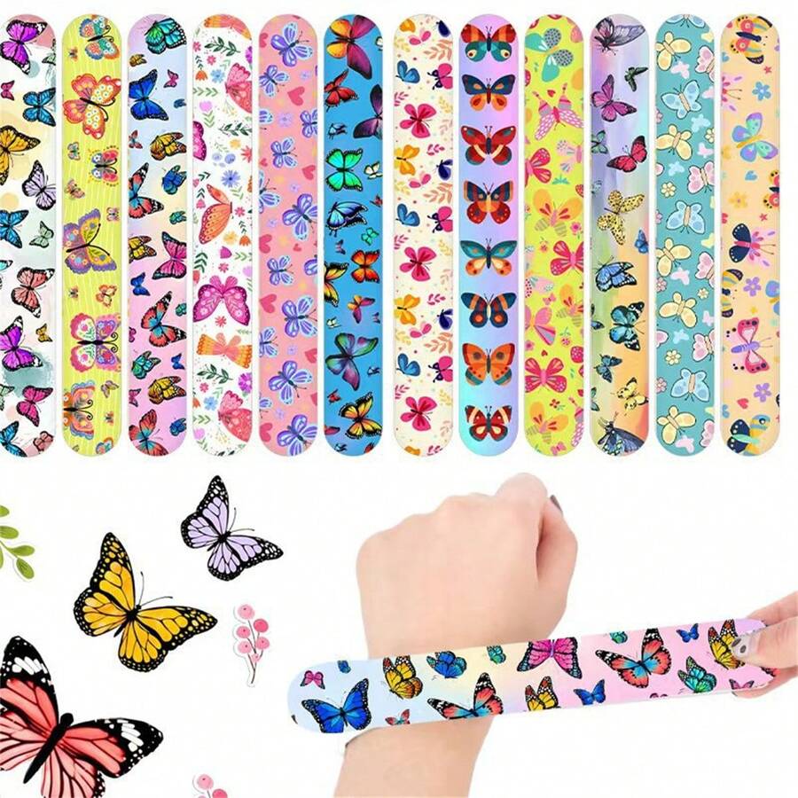 24pcs/12pcs/6pcs Butterfly Series Snap Slap Bracelet, Cartoon Butterfly ...