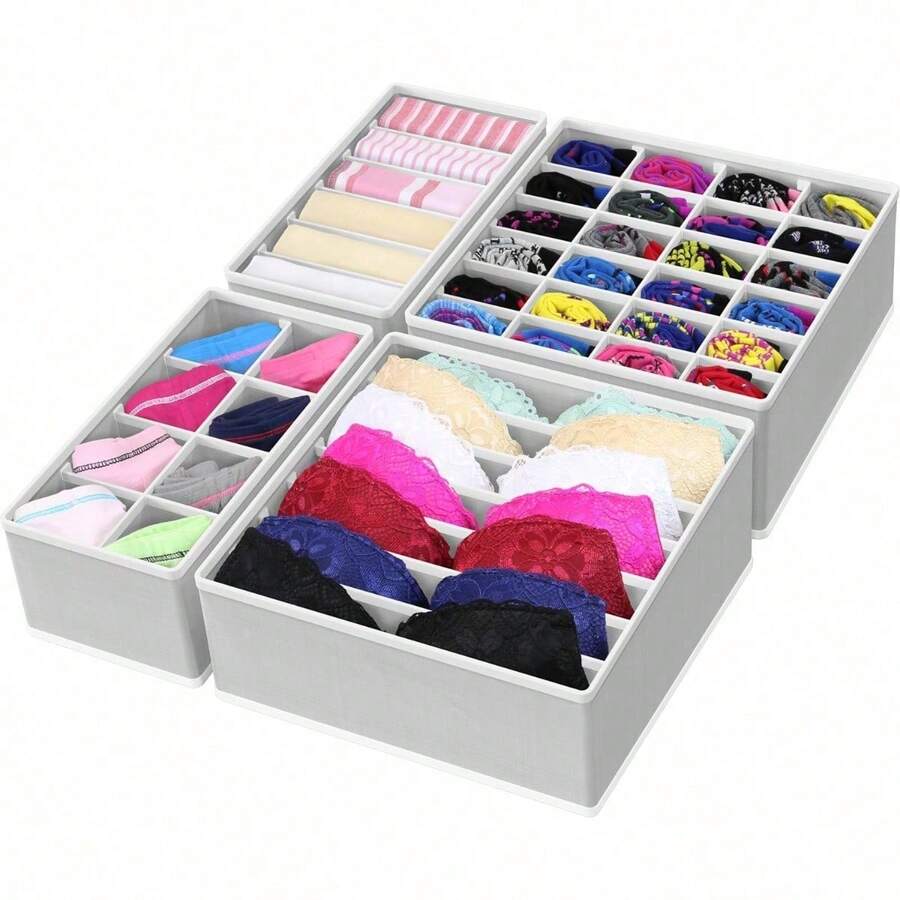 Gray Closet Underwear Organizer With Drawer Divider 4 Piece Set For ...