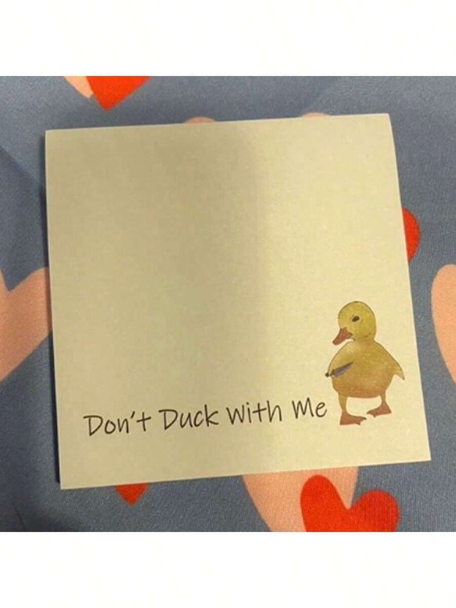 50 Sheets Quacky Cartoon Duck Notepad - Square Shaped Paper Sticky ...