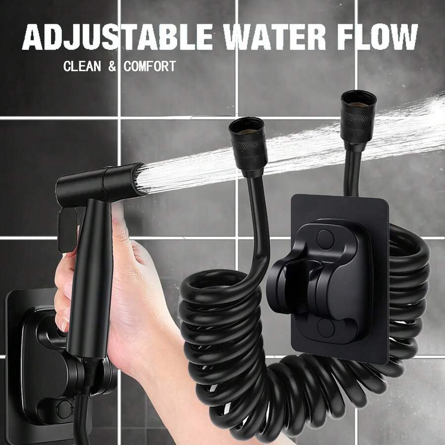 Complete Black Stainless Steel Toilet Spray Gun Set With 3m Hose & Wall ...