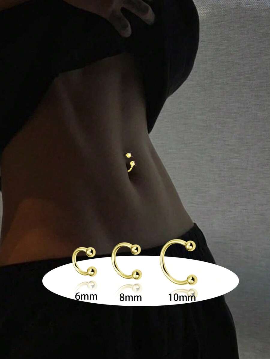 1 Pc S925 Sterling Silver Belly Button Zirconia Belly Button Silver ...