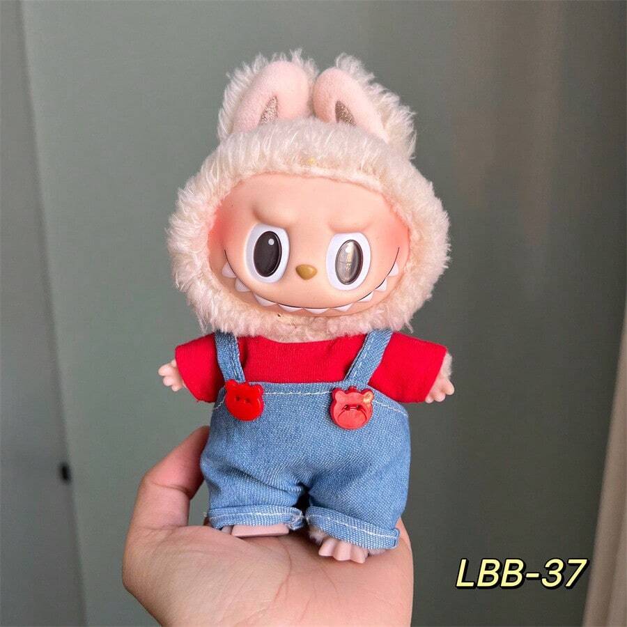 [Solo ropa] Muñeca de peluche LABUBU de 17 cm con conjunto de ropa ...