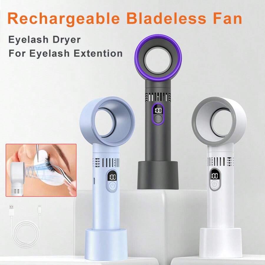 USB Rechargeable Eyelash Fan, Portable Bladeless Fan, Eyelash Extension ...