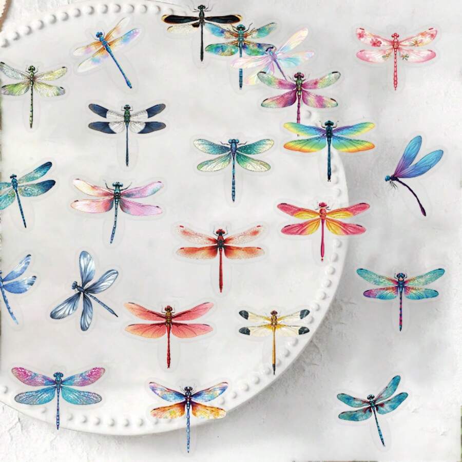 50 Colorful Dragonfly Stickers For Decorating Luggage, Notebooks ...