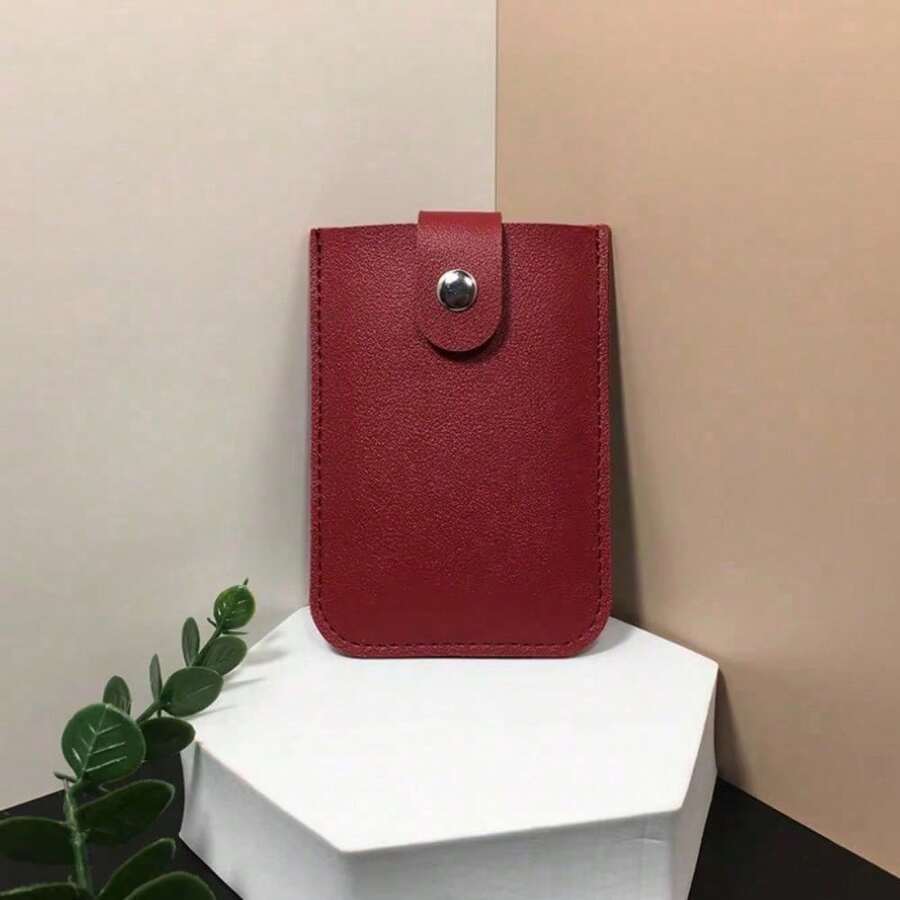 1pc Faux Leather Simple Credit Card Clip Wallet Box RFID Blocking Pull ...