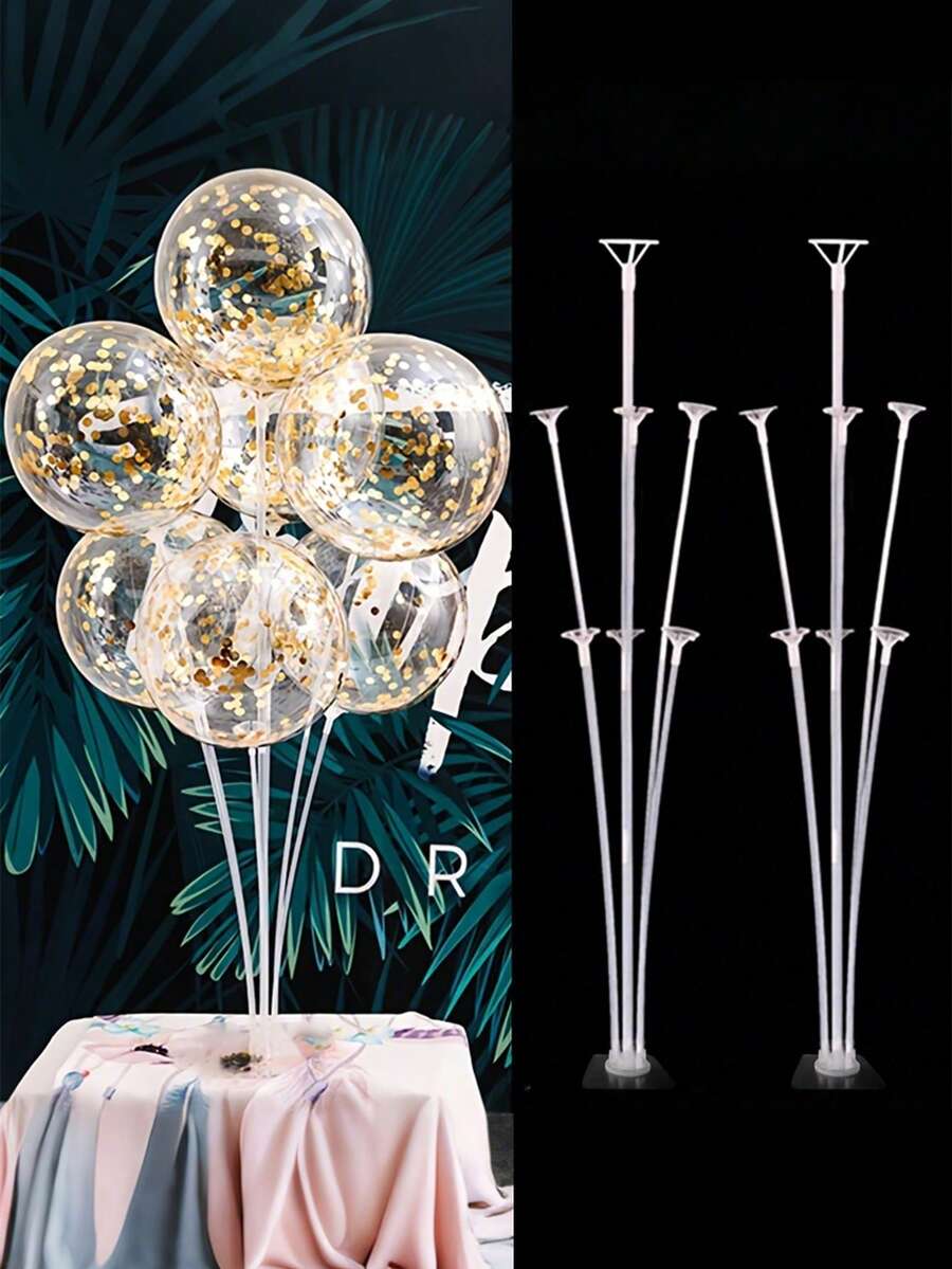 2sets-Balloon Garland Stand Kit, 7-Head Clear Balloon Column Holders ...
