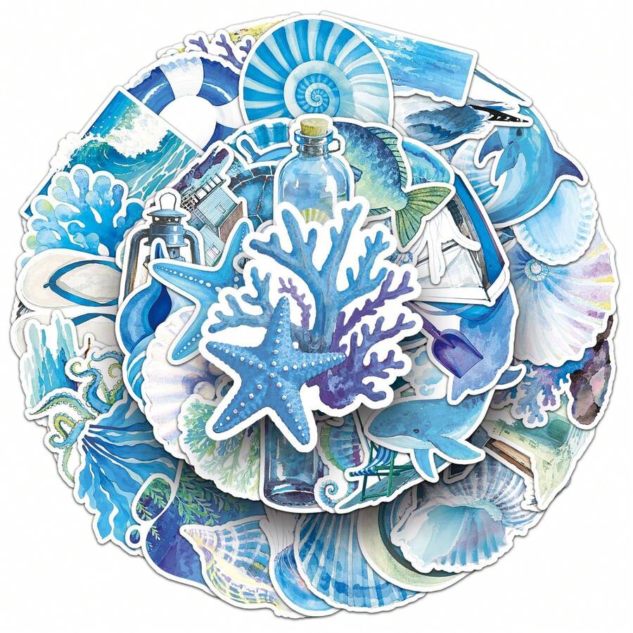 50Pcs Ocean Decor Beach Decor Blue Stickers Ocean Stickers Dolphin ...