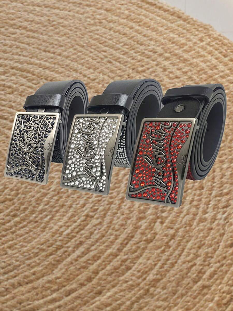 Punk Style Gradient Color Sexy Bohemian Street PU Leather Rhinestone ...