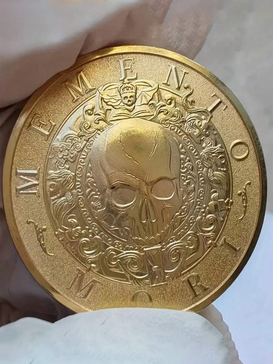 1pc Vintage Skull Knight Challenge Coins - Gold Metal, Religious Theme ...