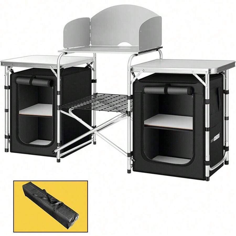 Camping Kitchen Table Picnic Cabinet Table Portable Folding Cooking ...