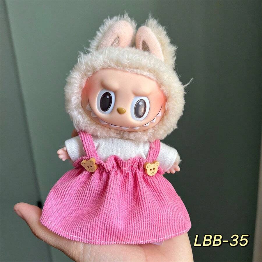 [Solo ropa] Muñeca de peluche LABUBU de 17 cm con conjunto de ropa ...