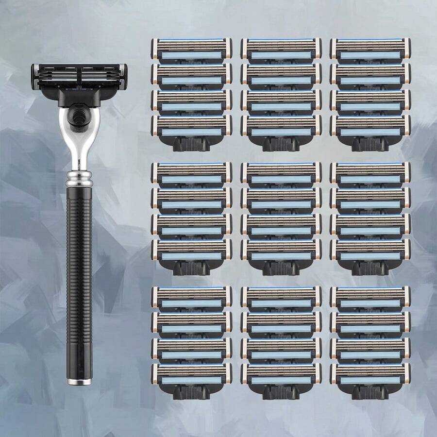 Black Long Handle Safety Razors For Men And Women, 3-Layer Blade ...