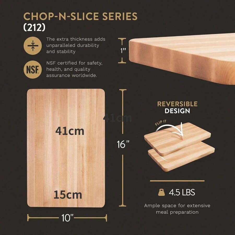 Block Chop-N-Slice Series Reversible Wood Cutting Board With Eased ...