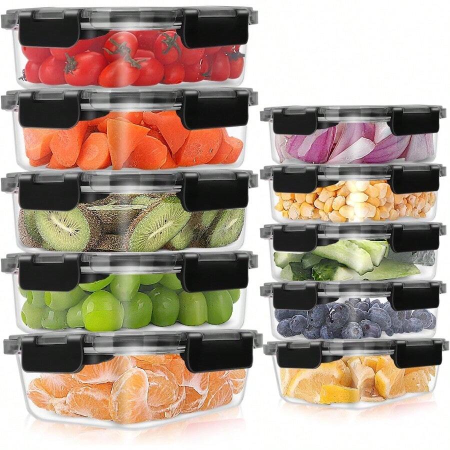 10 Pack Glass Meal Prep Containers, Airtight Glass Food Containers ...