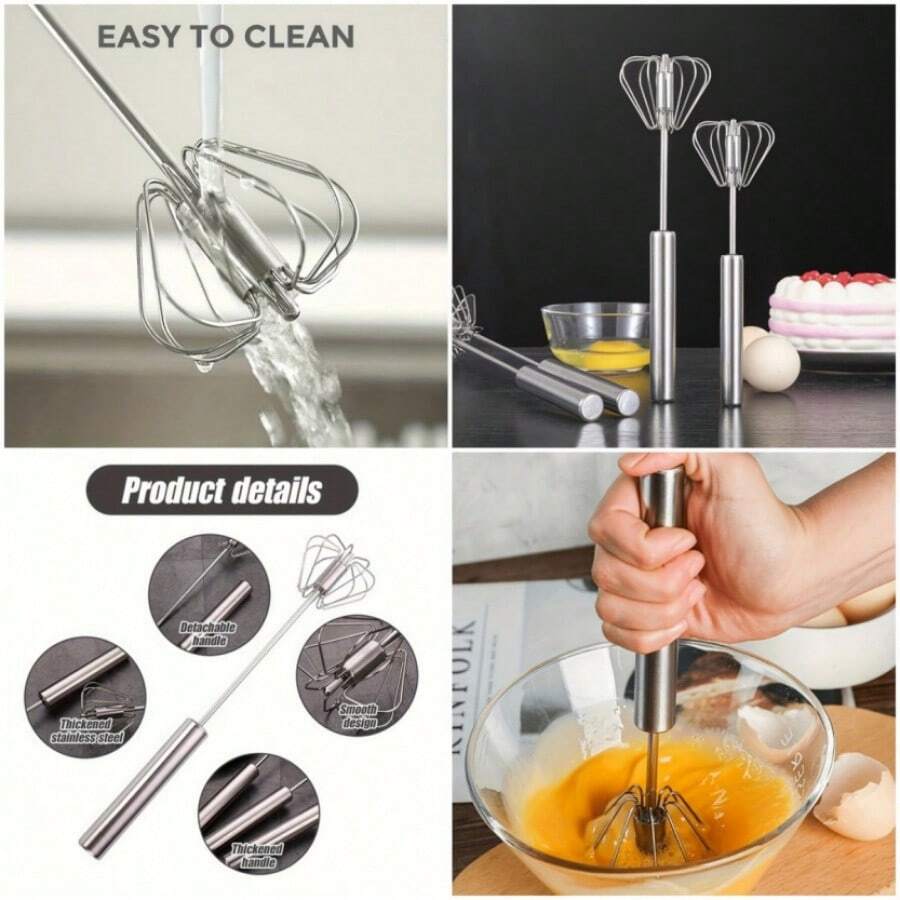 Cake DIY Kitchen Whisk Cake Stick Stainless Steel Semi-Automatic Whisk ...