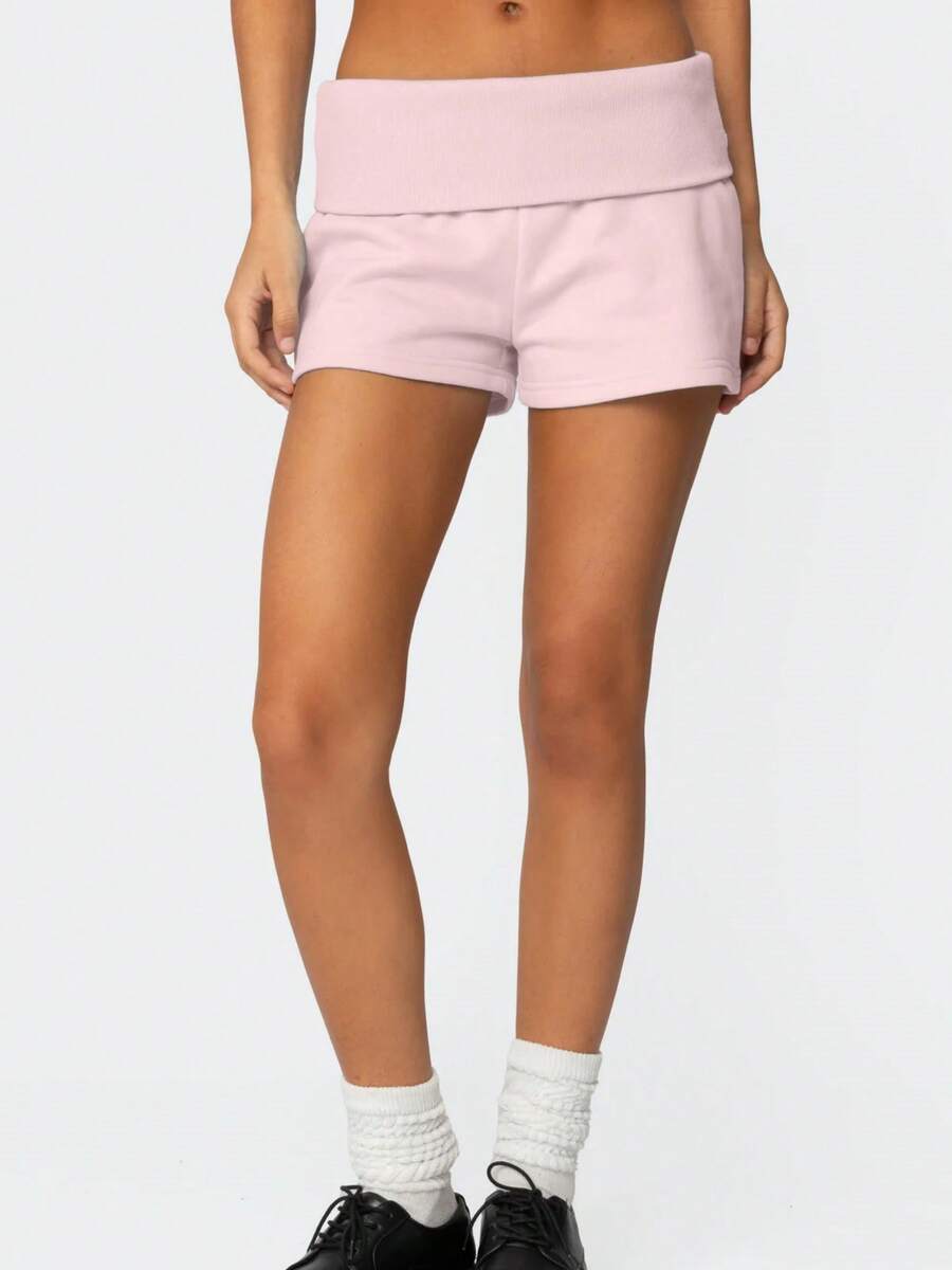 Women's Cotton Fold Loose Shorts Solid Color Casual Shorts For ...