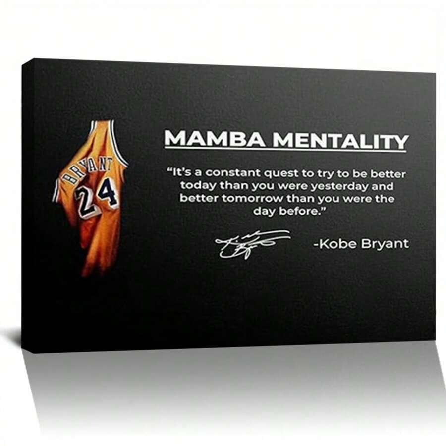 Framed Kobe Posters Bryant Canvas Wall Art, Mamba Mentality Black ...