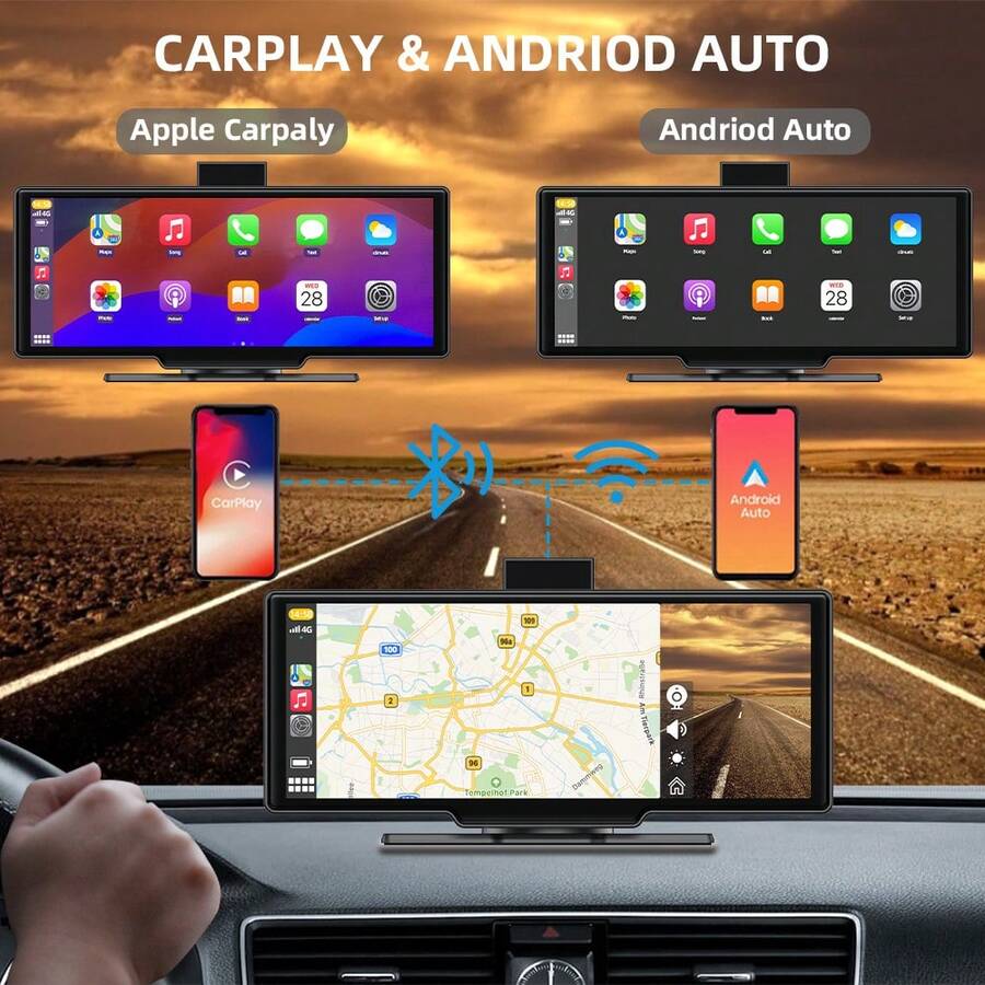 EE-ACE E-ACE 10.26" Wireless CarPlay & Android Auto Dash Cam ADAS Dash ...