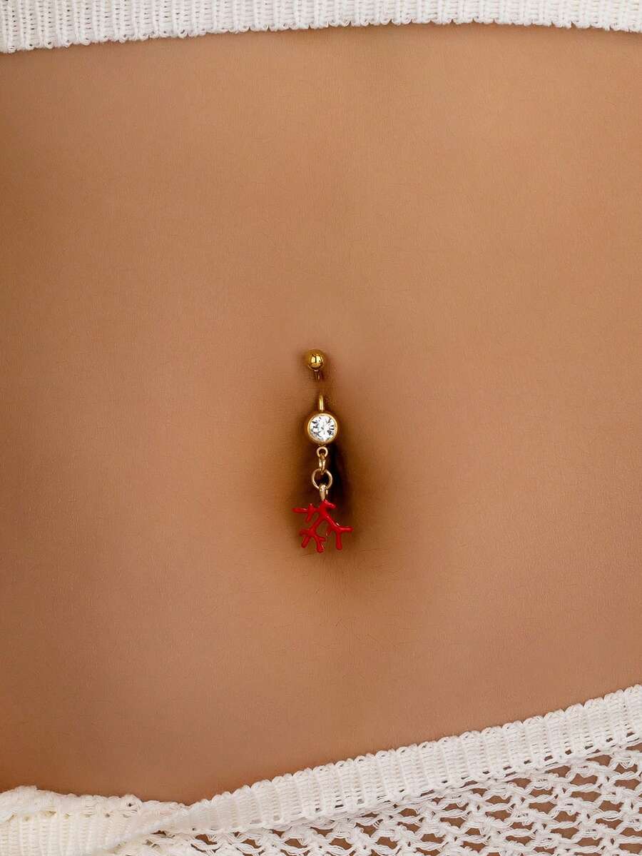 1 Pc Summer Vocation Red Coral Belly Ring , Sea Life Beach Style Navel ...