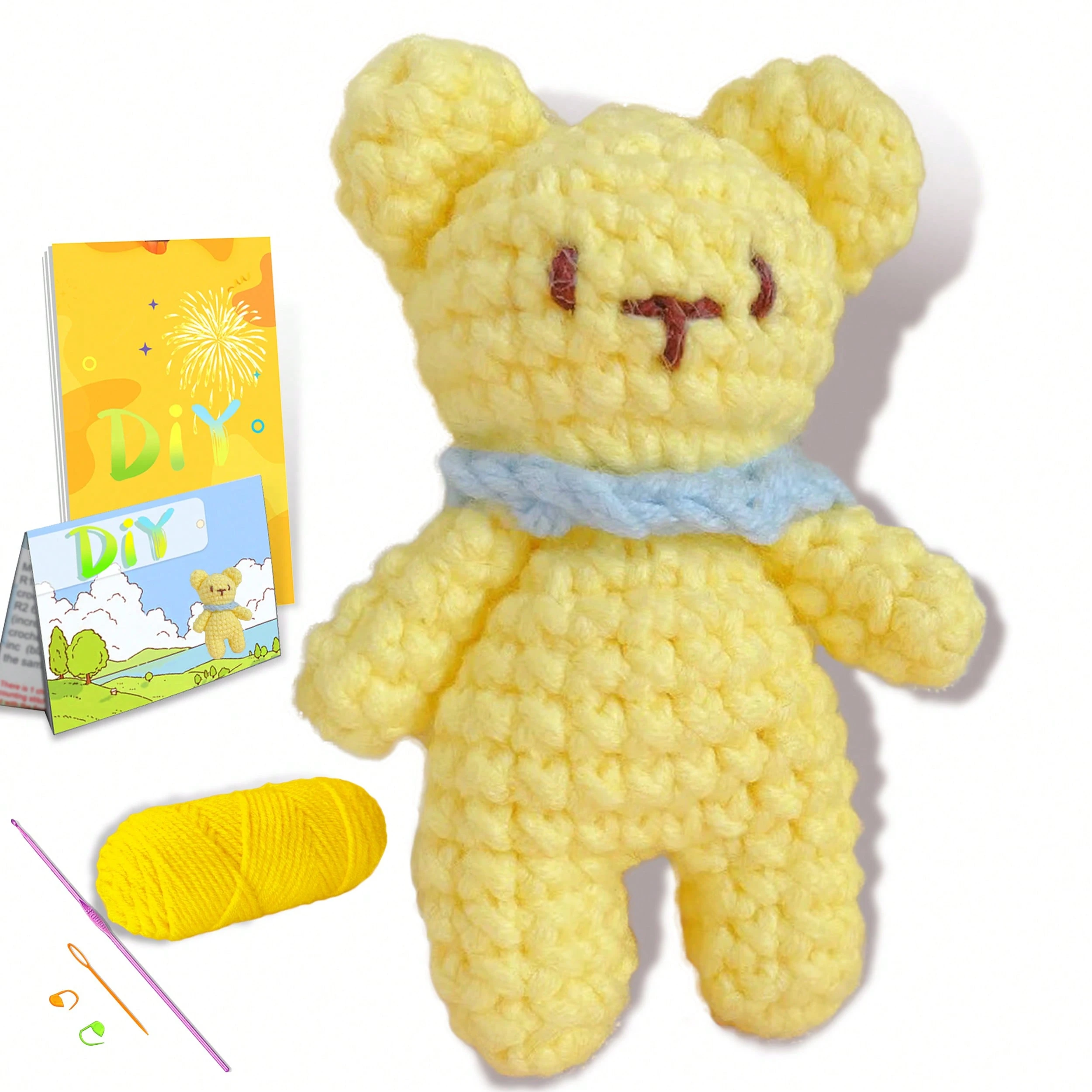 Kit de crochet d'ours jaune DIY pour débutants avec tutoriels vidéo ...