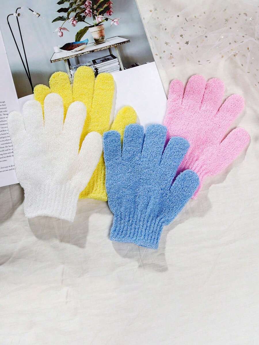 4pcs Random Color Five-Finger Bath Gloves For Daily Use, Bathing Gloves ...